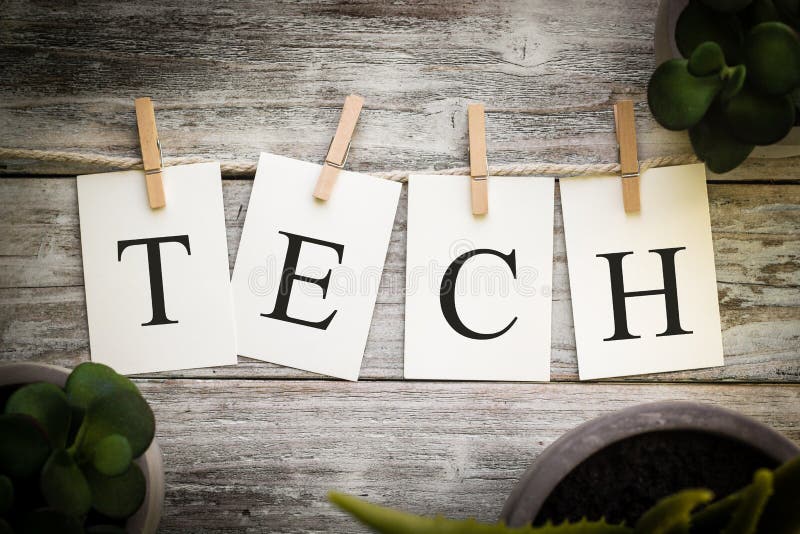 The Word TECH Concept Printed on Cards Stock Photo - Image of word ...