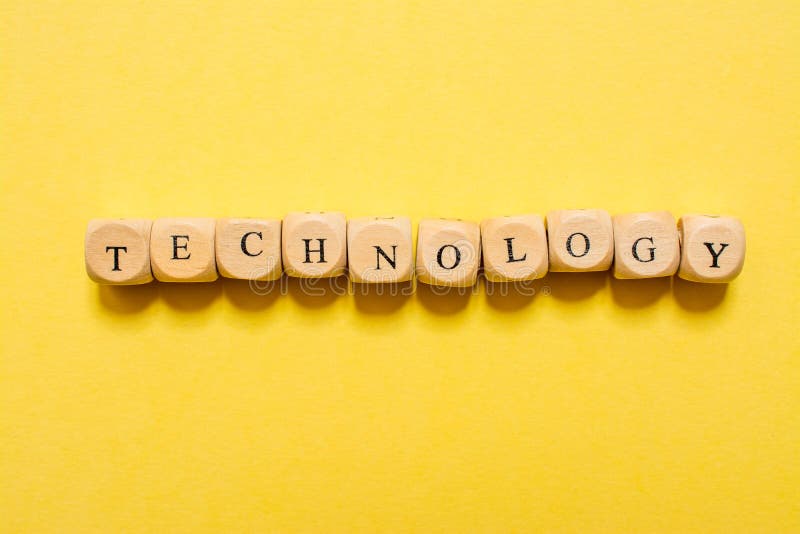 The Word Technology, Text Made with Dice on Yellow Background Stock ...