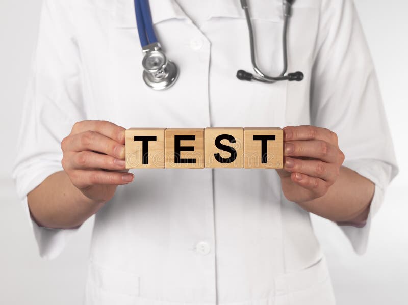 Word Test in Female Hands. Medical Concept Stock Photo - Image of dice ...