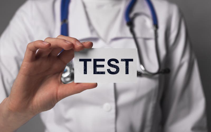 Word Test in Female Hands. Medical Concept Stock Photo - Image of text ...