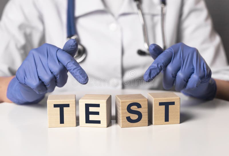 Word Test in Female Hands. Medical Concept Stock Photo - Image of hand ...