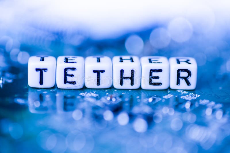 Word TETHER Formed by Alphabet Blocks on Mother Cryptocurrency Stock ...