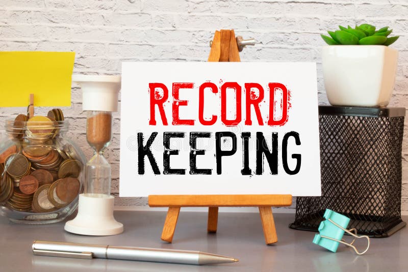 Word Text RECORD KEEPING on White Paper Stock Photo - Image of storage ...