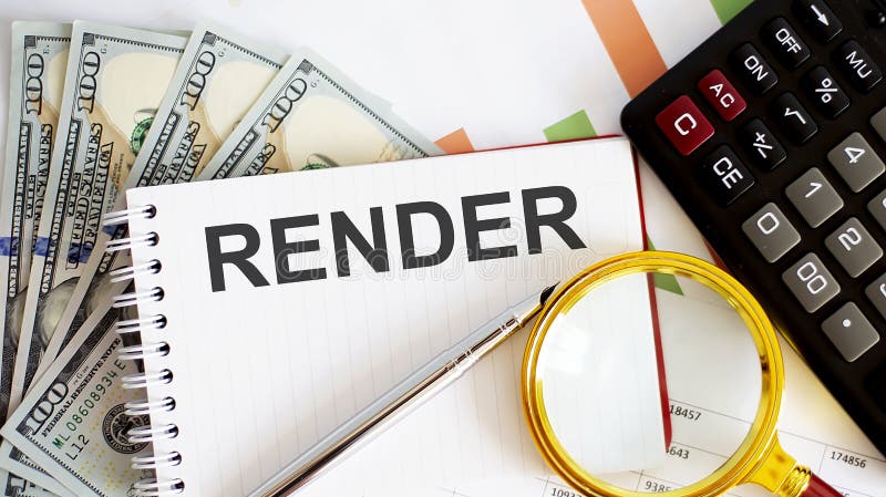 Word Writing Text RENDER . Business Concept with Chart Dollars and ...