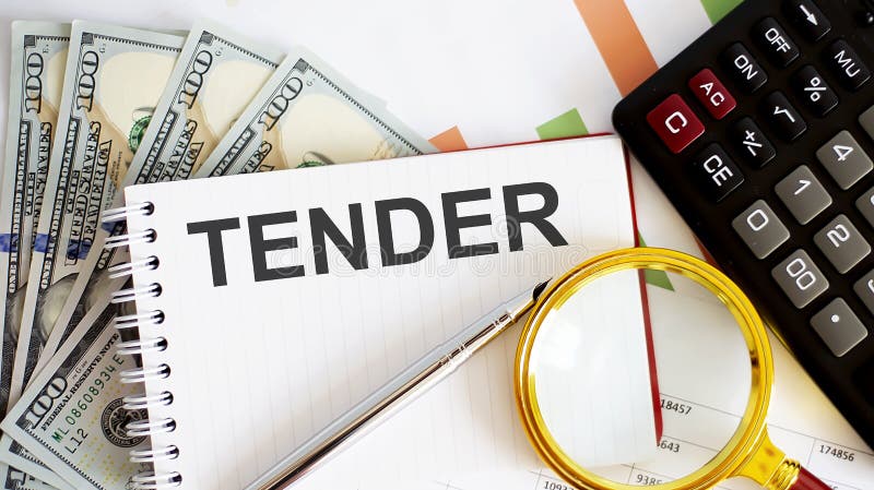 Word Writing Text TENDER . Business Concept with Chart, Dollars and ...