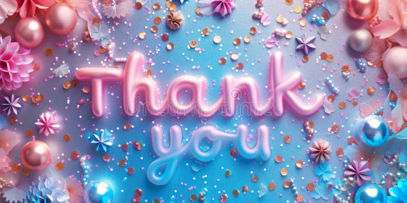 The Word Thank You on a Blue and Pink Background Stock Photo - Image of ...