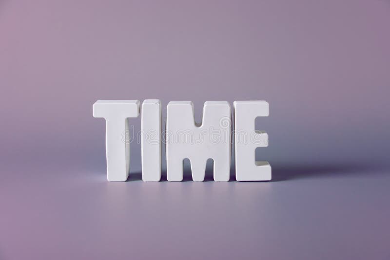 Word Time Made from White Concrete Letters on the Blue Background Stock ...