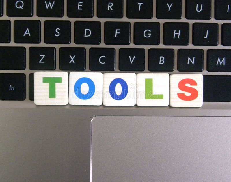 Word Tools Made by Repair Equipment Laying on Wooden Table Stock Photo ...