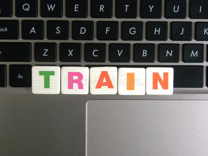 Word Train on Keyboard Background Stock Image - Image of communication ...