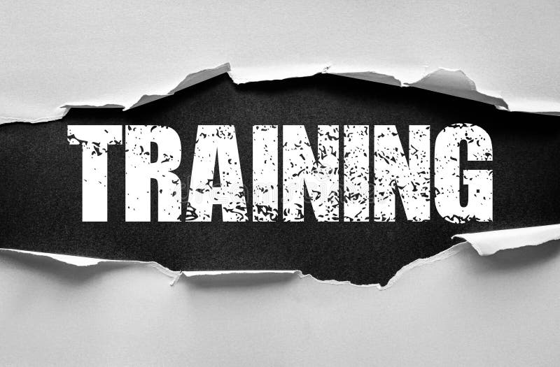 Word TRAINING in Bold Distressed Font Revealed Behind Torn Paper ...