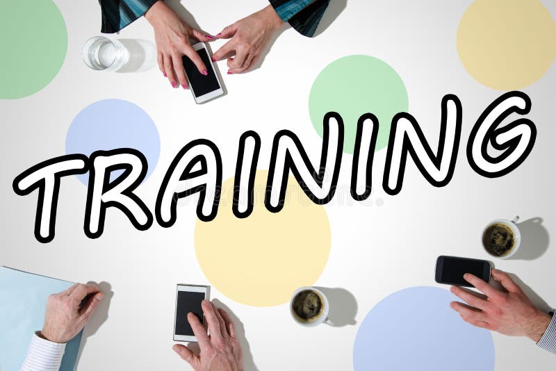 Word Training with Hands Using Smartphones Stock Photo - Image of ...