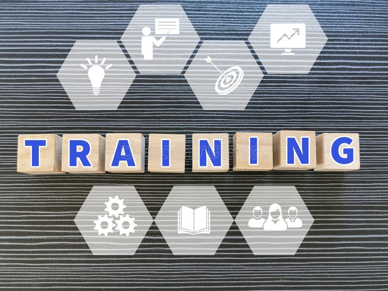 Word Training on Wooden Cubes with Icons. Stock Image - Image of ...