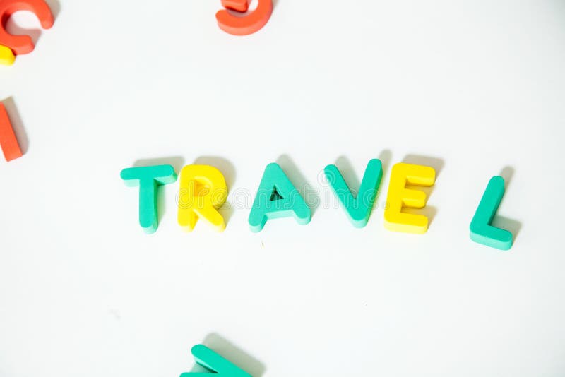 Word Travel Lined with Multicolored Letters on a White Background Top ...