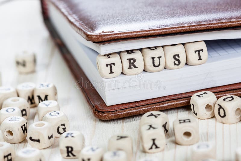 Word TRUST on Old Wooden Table. Stock Photo - Image of letterpress ...