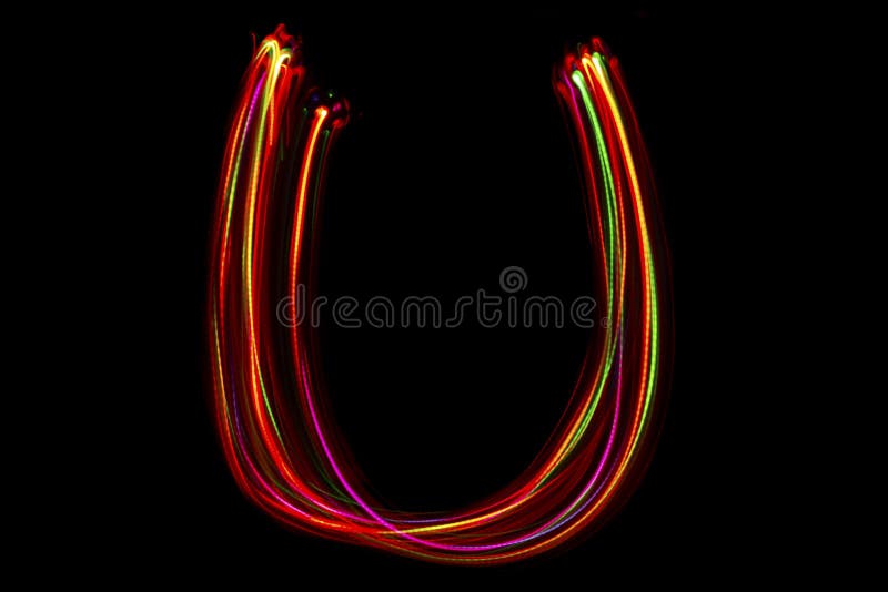 Word `U` Writing from Light. Stock Illustration - Illustration of neon ...
