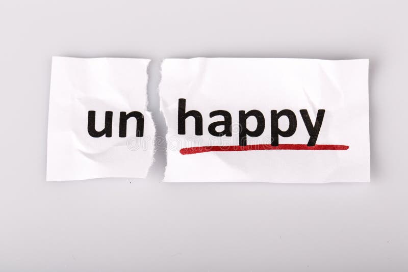 Word Unhappy Transformed into Happy. Motivation Stock Photo - Image of ...