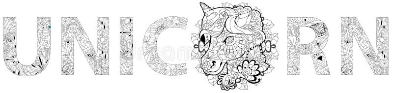 Word UNICORN. Vector Decorative Zentangle Object. Hand-painted Art ...
