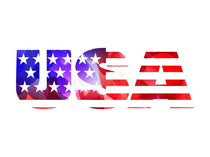 Word USA. American flag stock vector. Illustration of watercolor ...