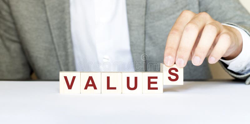 Word VALUES Made with Wood Building Blocks Stock Image - Image of ...