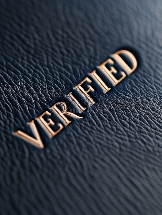 Word Verified Embossed on Leather Surface. Stock Image - Image of ...