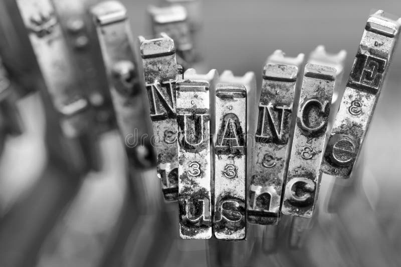 The word nuance typewriter stock photo. Image of monochrome - 229839670