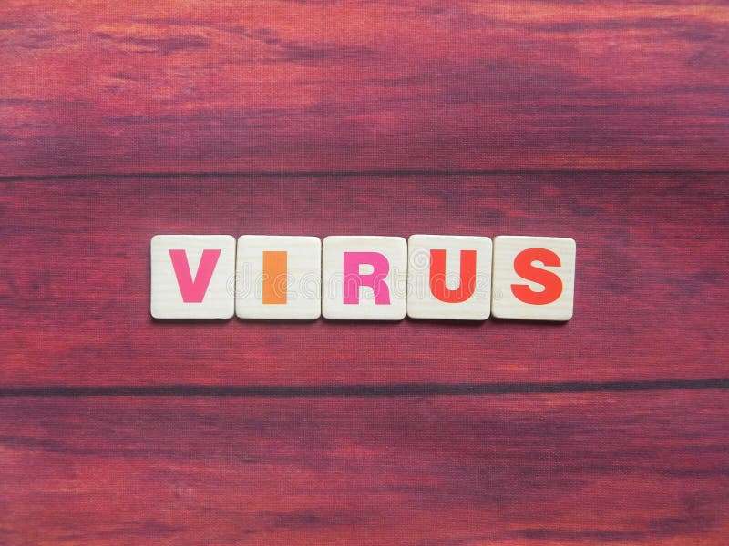 The Word Virus on Wooden Cubes and Syringe, Blue Background. Medical ...