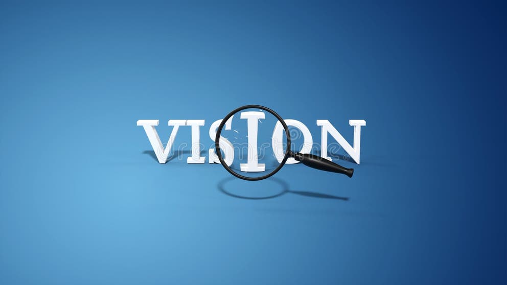 Word Vision with Magnifying Effect - 3D Rendering Illustration Stock ...