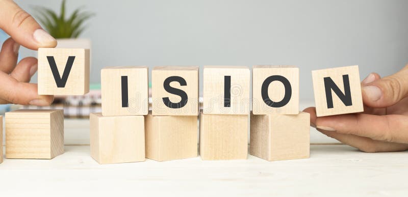 Vision on a Wooden Toy Blocks with Stock Image - Image of board, change ...