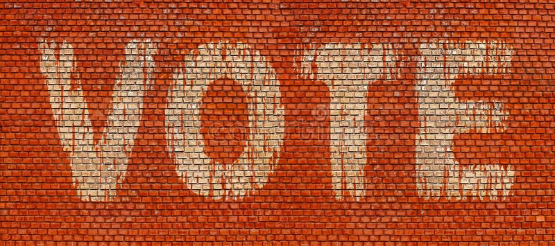 Word Vote on a brick wall stock photo. Image of rough - 23400362