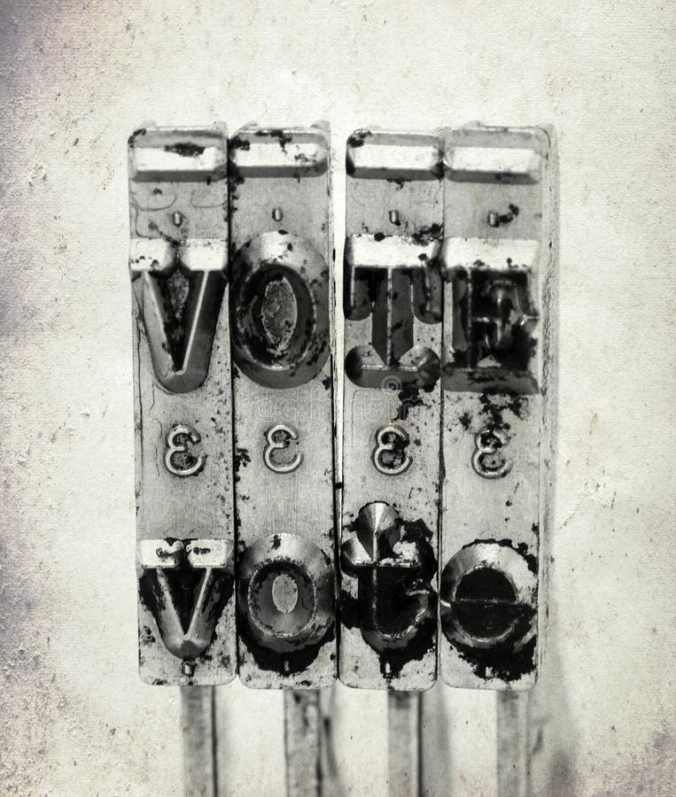 The Word VOTE with Old Typewriter Hammers with Old Paper Back Stock ...