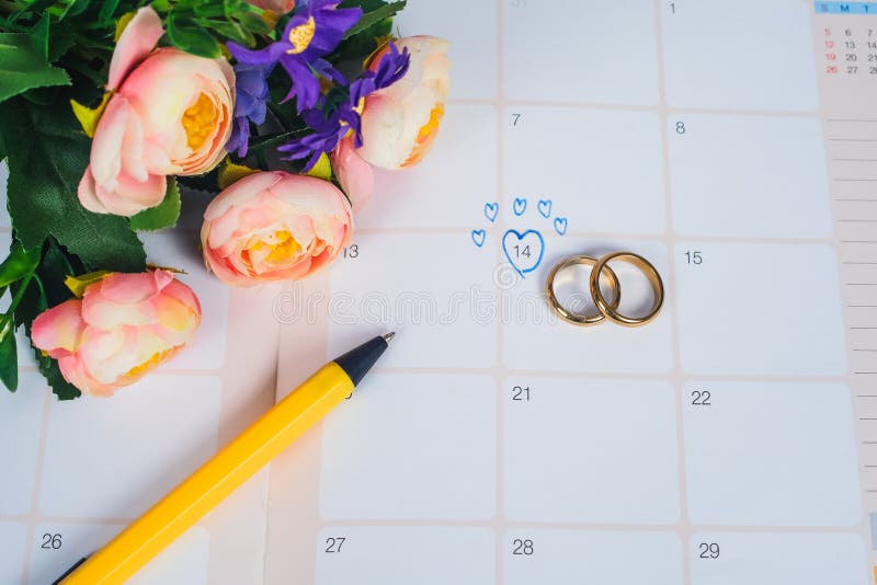 Word Wedding To Reminder Wedding Day with Wedding Ring on Calendar ...