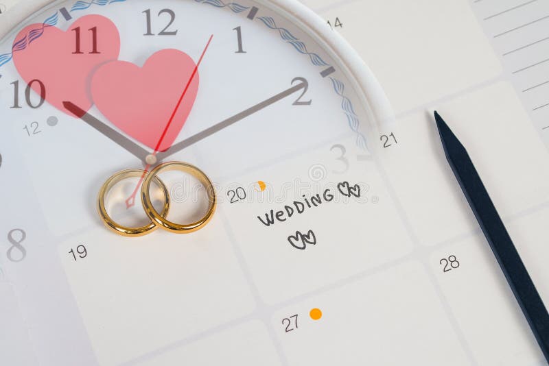Word Wedding To Reminder Wedding Day with Wedding Ring on Calendar ...