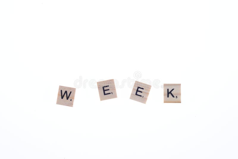Word Week Arranged from Wooden Blocks on White Background. Game ...