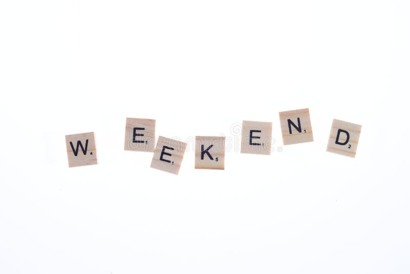 Word Weekend Arranged from Wooden Blocks on White Background. Game ...