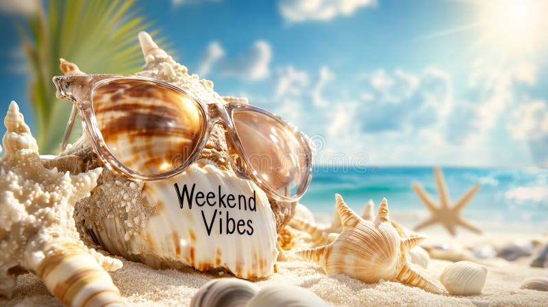 The Word Weekend Vibes is Performed in the Rest and Relax Theme ...