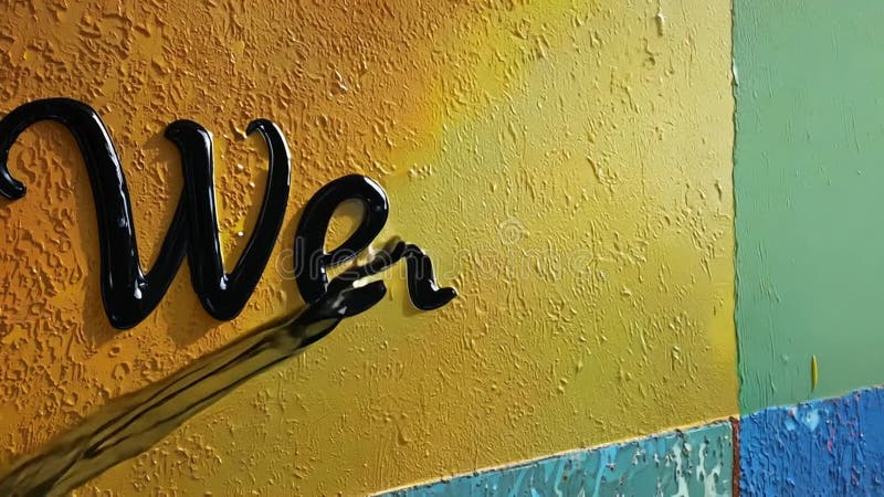 The Word "Welcome" is Formed with Black Paint As it Drips and Flows ...