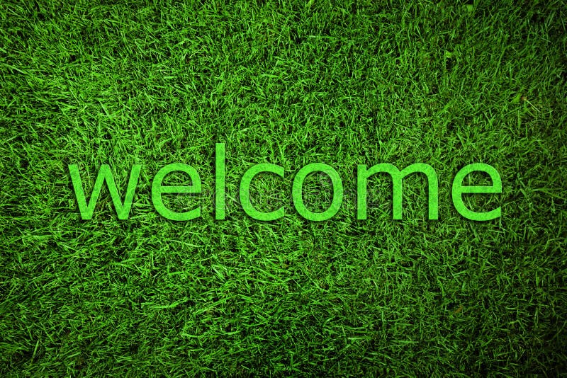 Word WELCOME and Green Grass, Top View Stock Photo - Image of grass ...