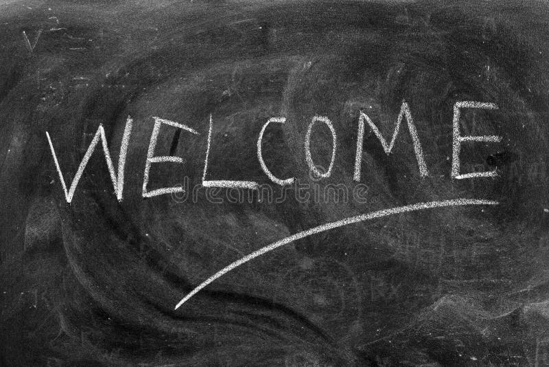 The Word Welcome Handwritten with a Chalk on the Blackboard Stock Photo ...