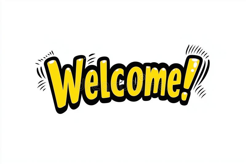 The Word "Welcome" in a Simple Flat Design with Yellow and Black Colors ...