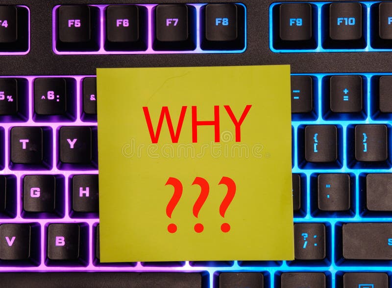 The Word Why. Red Text on Yellow Paper that Lies on the Keyboard Stock ...