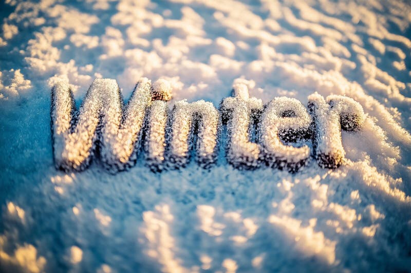 The Word Winter Written on the Snow. Winter Abstraction. the Background ...