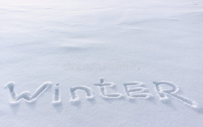 Word Winter is Written on Snow Stock Image - Image of closeup, holiday ...