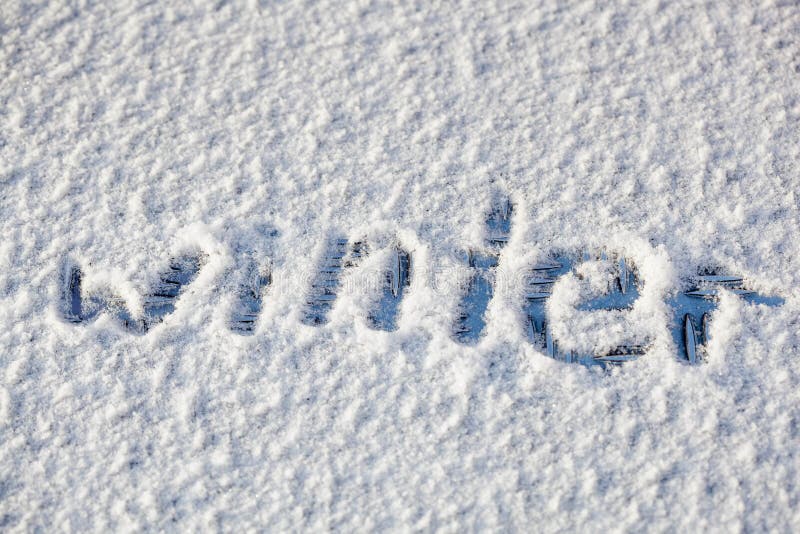 Word Winter Written on a Car Windshield Stock Photo - Image of sign ...