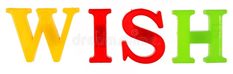 The Word Wish is Lined with Multi-colored Plastic Letters Stock Image ...