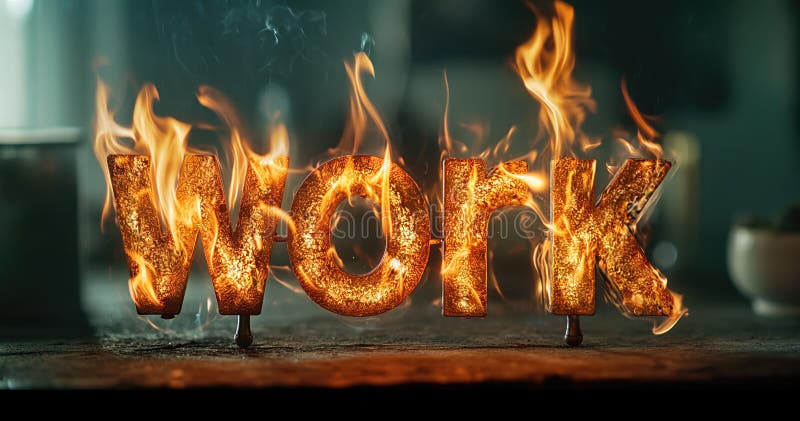 Word Work on Fire stock illustration. Illustration of light - 306135040