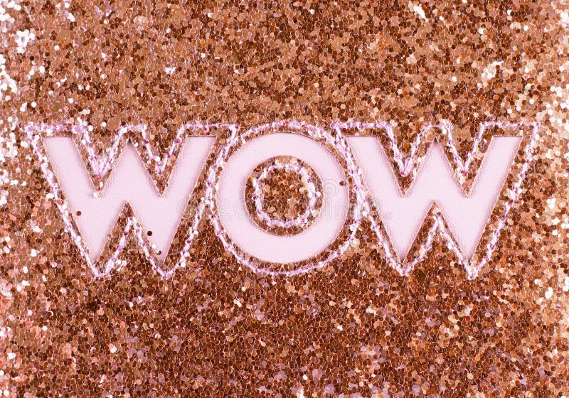Word Wow. of Purple Glitter Sparkle on Pink Background Stock Image ...