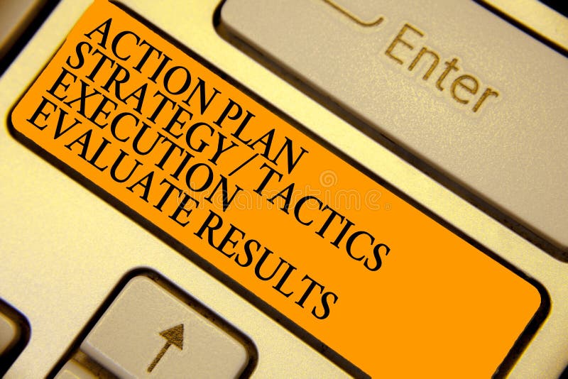 Word Writing Text Action Plan Strategy Tactics Execution Evaluate ...