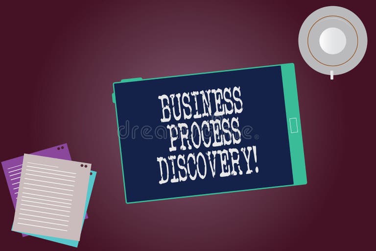 Word Writing Text Business Process Discovery. Business Concept for Collection of Techniques and ...