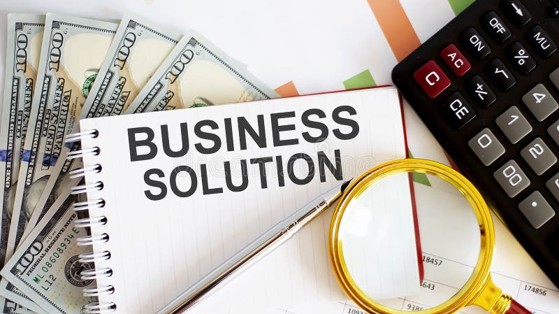 Word Writing Text BUSINESS SOLUTION , . Business Concept with Chart ...