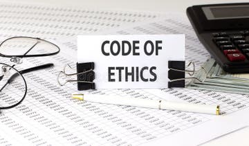 Word Writing Text CODE of ETHICS on White Sticker on Chart Background ...